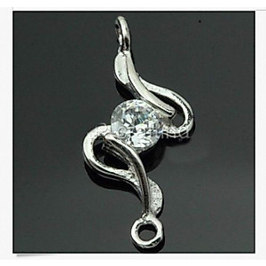 4pcs Adabele Authentic Sterling Silver 19mm Cubic Zirconia CZ Diamond Connector Jewelry Findings for for Earrings Bracelet Necklace Jewelry Making SS37