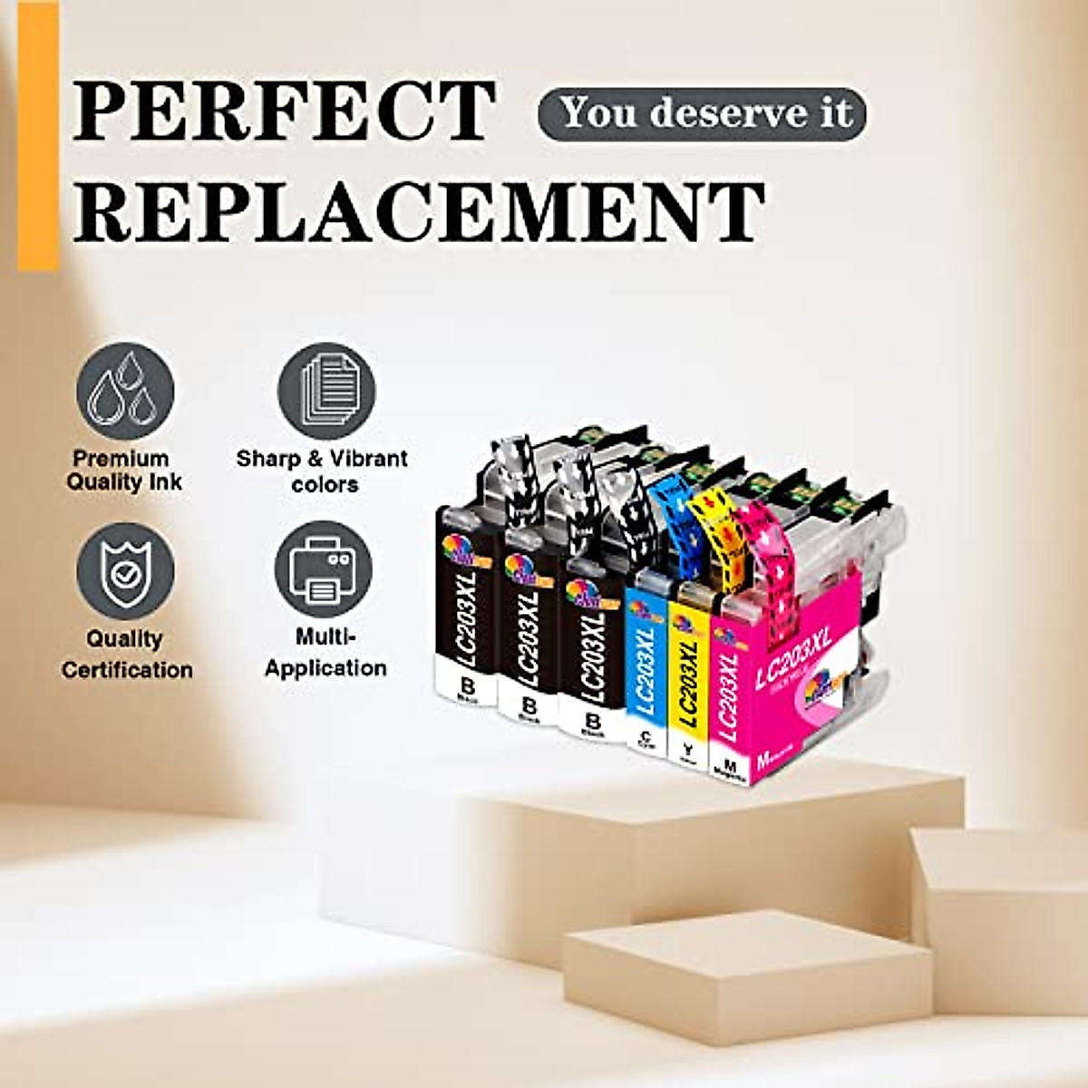 Clorisun Compatible Ink Cartridges Replacement for Brother LC203 LC203XL LC201 LC201XL for Brother MFC-J460DW J480DW J485DW J680DW J880DW J885DW MFC-J4320DW J4420DW J4620DW J5620DW Printer (12-Pack)