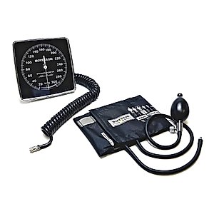 McKesson LUMEON Clock Aneroid Sphygmomanometer, Blood Pressure with Cuff, Wall Mounted, Black, Adult Medium, 1 Count
