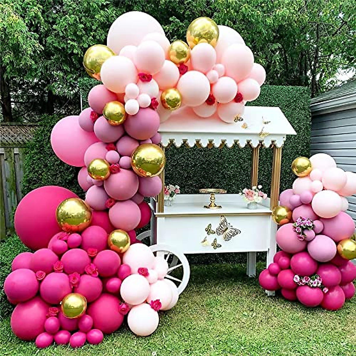 Freechase 100pcs Hot Pink Latex Balloons - 5+10+12+18 inch Pink Balloon Arch Kit Balloon Garland for Birthday Decoration, Baby shower, Graduation Party, Valentines Day, Gender Reveal