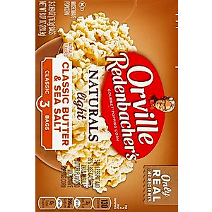 Orville Redenbacher's Naturals Microwave Popcorn, Classic Butter & Sea Salt Light Flavor, 2.69 oz., 3-Count