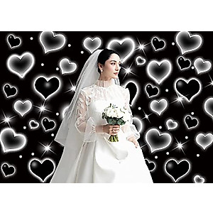 DYANG Early 2000s Backdrop for Black Heart Party Photo Backdrop Glitter Heart Sweet 16 18th 21th 30th Women Men Happy Birthday Photography Background Selfile Wall Decor (Black)