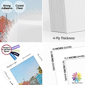 MBC MAT BOARD CENTER, Pack of 10-18x24 Pre-Cut 13x19 - White Mats - for Pictures, Photos, Framing - Kit Includes: 10 White Backboards and 10 Clear Bags - Acid Free, 4-ply Thickness, White Core