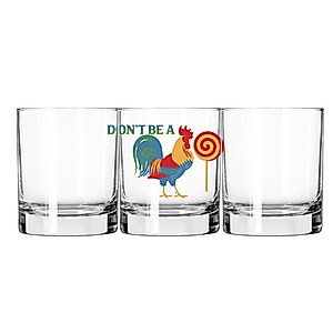Patriot's Cave - Don't Be a Rooster Lollipop Funny Whiskey or Bourbon Rocks Glass for Men or Women, Gag Gift, Birthday Gift for Friend, Boyfriend, Husband 11 oz - Made in the USA