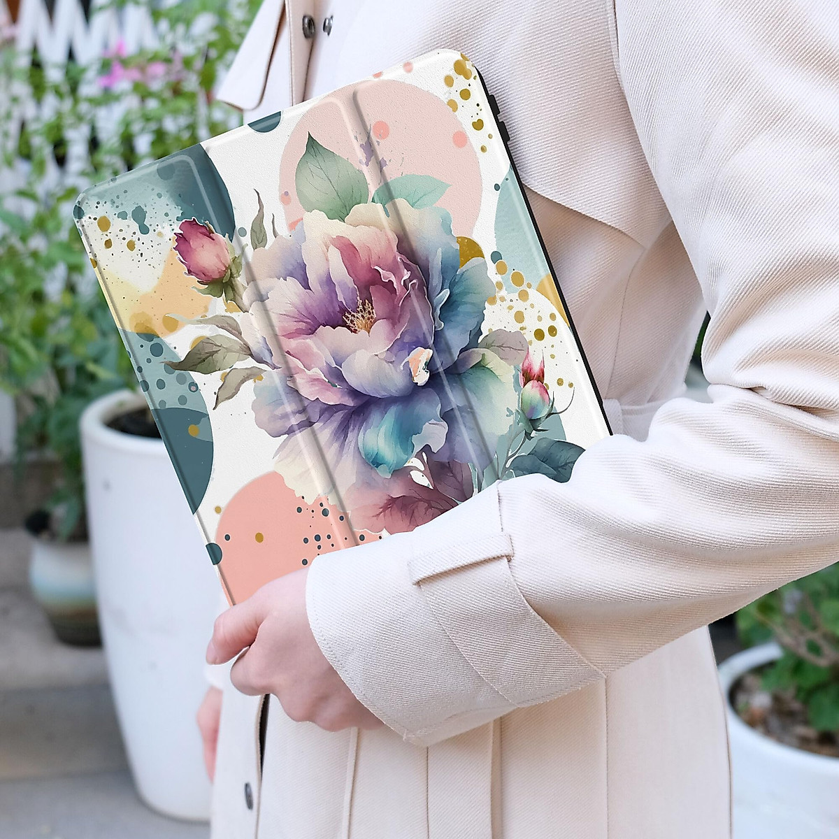 Yebiseven Case for Samsung Galaxy Tab S8 2022 & S7 2020, Shockproof Tablet Case for Samsung Tab S8/S7 11 inch with Auto Sleep/Wake & Trifold Stand & Soft TPU Back Cover, Peonies Flowers