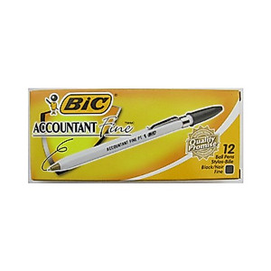 Bic Accountant Fine Point Pen, Dozen, BICAF11BK
