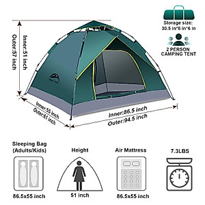 Happy Travel 1/2/3/4 Person Camping Tent, Instant Easy Pop Up Tents for Camping,Automatic Waterproof Family Camping Tent, Easy Set Up Tent,Portable Windproof Dome Tent for Camping Hiking & Traveling