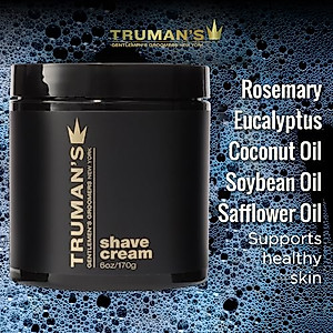 Truman's Gentlemen's Groomers - Men's Shave Cream - Ultimate Smooth Close Shave - Eliminates Razor Burn, Clogged Pores, Breakouts - Coconut and Eucalyptus Oils 6oz