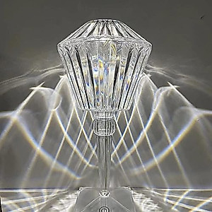 Marspeeder Crystal Table Lamp with 3-Color Dimmable Light, Portable USB Rechargeable LED Crystal Diamond Small Table Lamp, Touch Lamp for Bedroom,Wedding,Bars,Living Room,Office