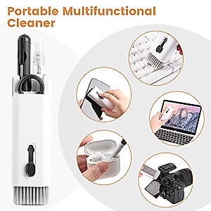 7 in 1 Electronic Cleaner kit, Cleaning Kit for monitor Keyboard Airpods MacBook iPad iPhone iPod, Screen Dust Brush Including Soft Sweep, Swipe, Airpod Cleaner Pen, Key Puller and Spray Bottle (Grey)