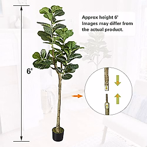SeelinnS Artificial Fiddle Leaf Fig Tree 6FT Faux Fiddle Leaf Fig Tree Large Fake Plant in Pot Fig Artificial Tree for Home Decor Indoor and Outdoor