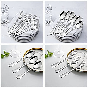 24-piece Forks and Spoons (8 Inches) Silverware Set, HaWare 18/0 Stainless Steel Serving Flatware Cutlery Set for Home, Kitchen and Restaurant, Mirror Polished, Dishwasher Safe