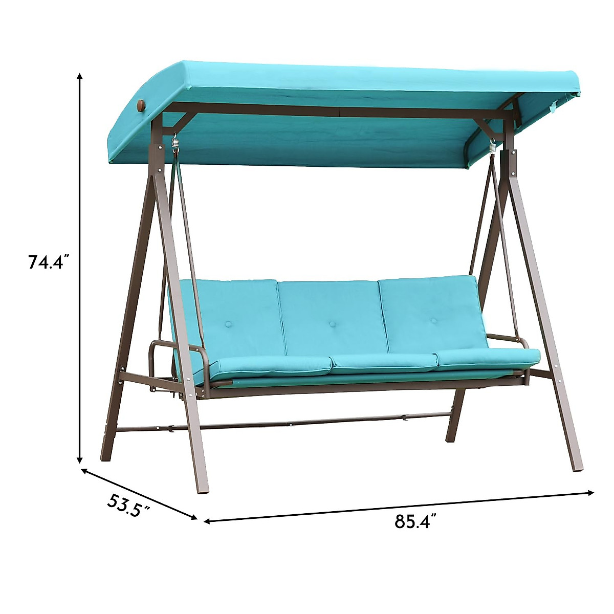 Aoodor 2 in 1 Patio Porch Swing Bed Olefin Fabric Fade Resistant Outdoor Converting Adjustable Canopy, Weather Resistant Glider with Removable 3 Seater - Teal