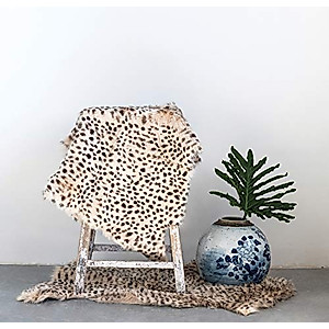 Creative Co-Op 2' x 3' Leopard Print Goat Fur Rugs, Brown