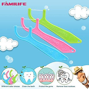 FAMILIFE Kids flossers Toddler Threaders Children Unwaxed Unflavored Fluoride Free Dental 404 Flossers Picks