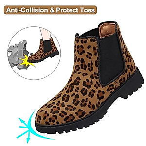 Harvest Land Girl Boots Kids Ankle Boots Warm Side Zipper Boots Low heel Short Booties Winter Snow Boots Anti-Slip Outdoor Shoes for Little Kids/Big Kids Leopard Size 13