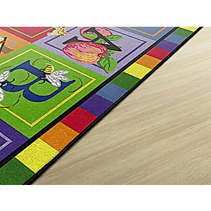 Flagship Carpets ABC Letter Blocks Area Rug for Children's Classroom Floor Mat, Play Room Carpet and General Educational Activities, 7'6" x 12', Multi-Color