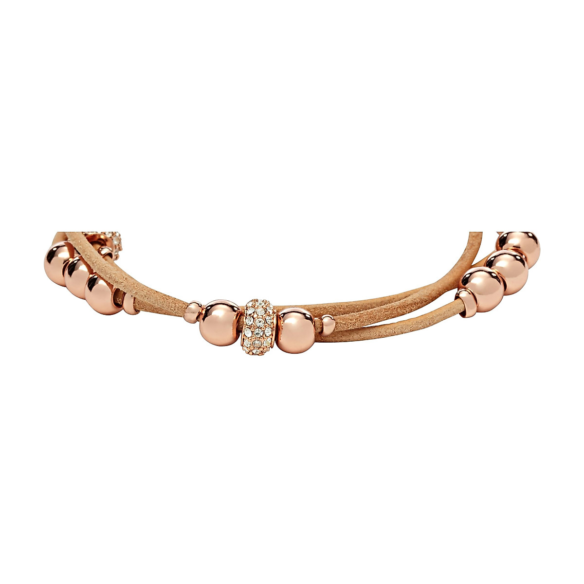 Fossil Women's Leather Bracelet, Color: Rose Gold/Tan (Model: JA6539791)