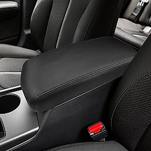 INTGET Car Center Console Armrest Cover for Kia Optima Accessories 2016 2017 2018 2019 2020 Leather Middle Console Arm Rest Box Lid Seat Cover Protector Cushion Saver (Black Stitches)