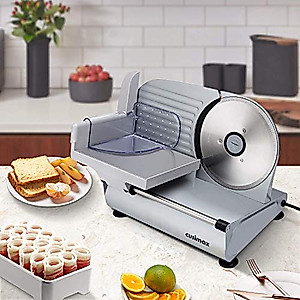 Meat Slicer, CUSIMAX Electric Deli Food Slicer with Two 7.5'Removable Stainless Steel Blades and Pusher, Cheese Fruit Vegetable Bread Cutter, Adjustable Knob for Thickness, Food Carriage