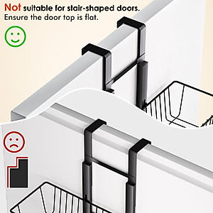 LUXEAR Over the Door Pantry Organizer, 6-Tier Adjustable Pantry Organizers and Storage, No-Assembly Foldable Metal Hanging Over the Door Organizer for Kitchen, Home, Laundry Room, Bathroom