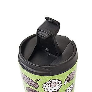 Eco Chic Reusable Thermal Coffee Cup | Stainless Steel Insulated Travel Mug with Leakproof Lid | Eco-Friendly and Reusable for Hot & Cold Drinks (Green Sheep, 380ml/13oz)