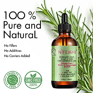 Rosemary Oil, 100% Pure Natural Rosemary Oil for Hair Growth, Treatment For Damaged Hair & Dry Skin, Cold Pressed Oil For Hair Growth, Eyebrows,Eyelashes, Nails and Skin(60ml)