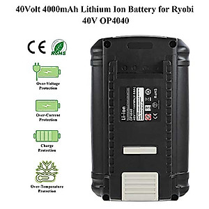 CELL9102 Replacement 40V Lithium Battery and Charger for Ryobi Lawn Mower 40v Battery OP4015 OP4050A OP4040 OP4050 OP40201 OP40501 and Charger OP401