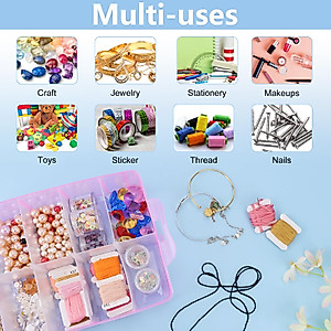 COSICS Large Stackable Craft Storage Containers, 3 Layers Hair Accessories Organizers Box with Adjustable Compartments, Plastic Bead Organizer Case for Art Supplies, Jewelry, Toys, Nail, Embroidery