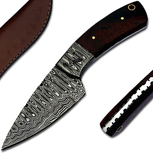 PAL 2000 KNIVES DAM-6011 Handmade Damascus Steel Knife with Sheath New Pattern Blade and Handle