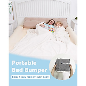 MBQMBSS Blow Up Bumpers for Kids Bed, 47"x55" Inflatable Travel Bed Rails for Toddlers, Portable Baby Bed Rail Guard for Hotel Vacation - 5.9'' Higher Bumper for More Security