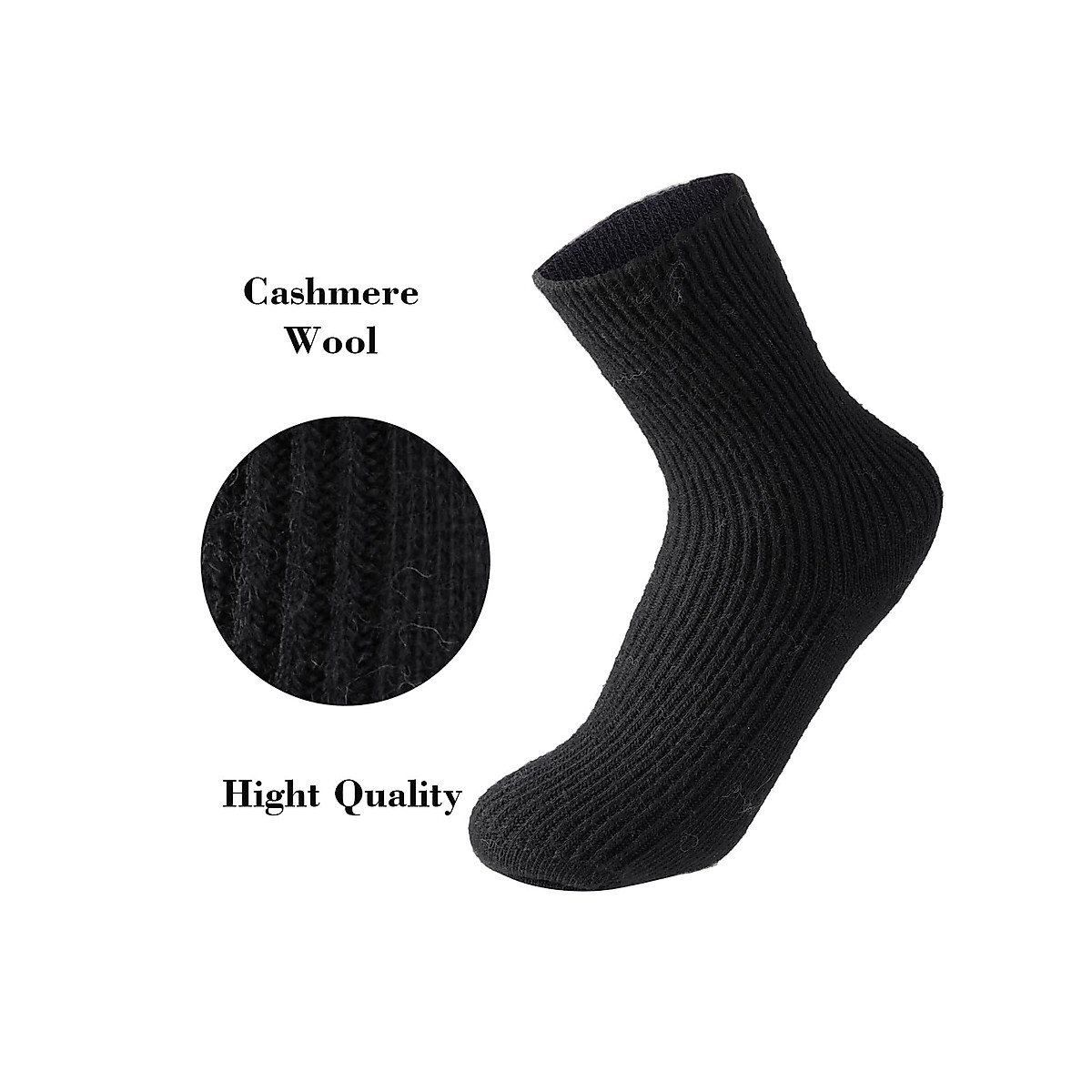 MELUSA 3 Pairs Cashmere Wool Socks for Women, Super Soft Warm Cozy Winter Gift Crew Socks (as1, numeric, numeric_5, numeric_9, regular, regular, Black)