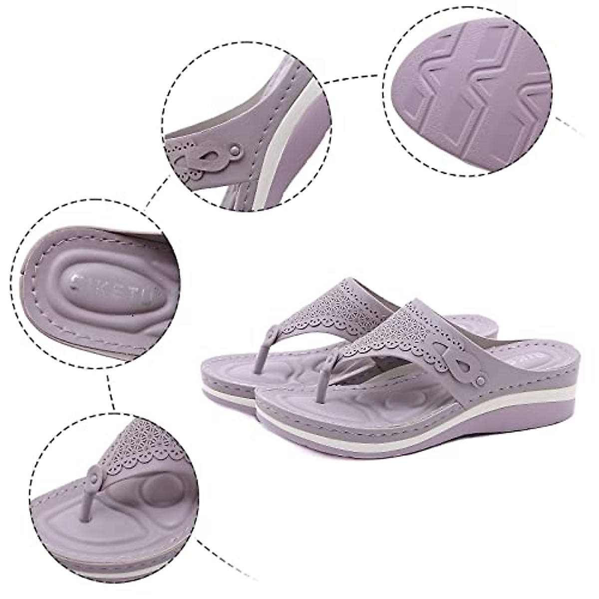 Low Wedge Sandals for Women Size 9 Summer Slippers for Women Casual Flip Flops Beach Sandals Wedge Shoes (Purple, 8)