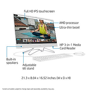 HP 24-Inch All-in-One Computer, AMD Ryzen 3 3200U, 8GB RAM, 1TB Hard Drive, Windows 10 (24-F1040, White)