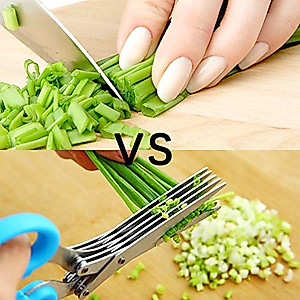 2PCS Stainless Steel Herb Scissors with 5 Blades, Multipurpose Kitchen Cutting Shearring Mincer Tool with Cleaning Comb, Ideal Garden Gadgets for Shredding Vegetables, Paper, Basil, Parsley, Cilantro