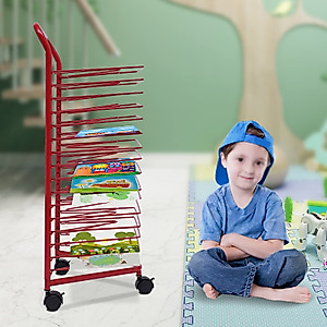 Gdrasuya10 Red Art Drying Rack,16 Shelves Paint Drying Rack Art Metal Desktop Artwork Storage Display Rack Art for Schools and Art Clubs