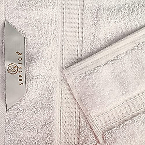 SUPERIOR Solid Egyptian Cotton Face Towel Set, 13" x 13", Cream, 6-Pieces