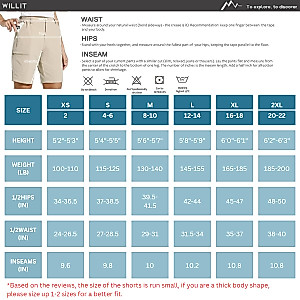 Willit Women's 10" Hiking Cargo Shorts Stretch Golf Active Long Shorts Quick Dry Outdoor Summer Shorts Deep Gray M