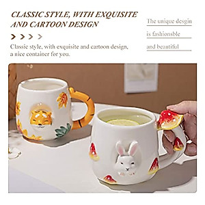 UPKOCH Care Package Ceramic Coffee Cups Rabbit Mug with Lid Water Cup Coffee Cup Coffee Mug with Rabbit Mushroom Milk Kawaii Cups Tea Mugs Gift for Adult Home Office Sympathy Gift