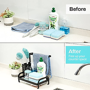 Gogola Sink Caddy, Sponge Holder Sink Tidy Kitchen Caddy Kitchen Organiser Brush Holder Cleaning Organiser Cloth Holder Kitchen Utensils Holder Countertop