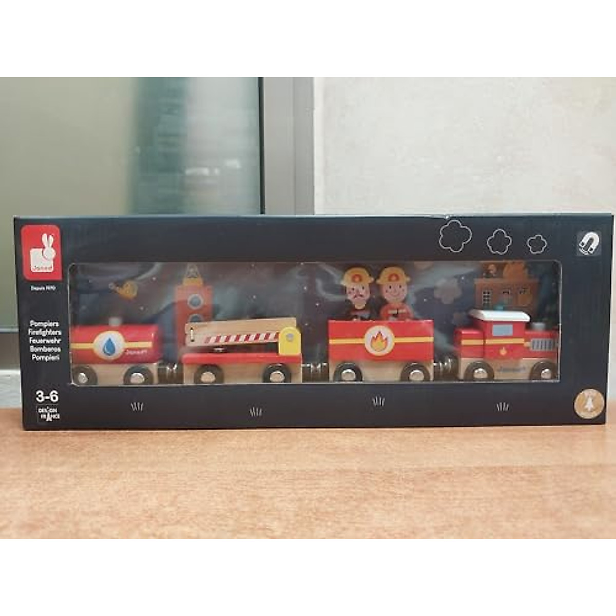 Janod Story Box - Firefighter Train - 6 Piece Set - Ages 3+ J08590