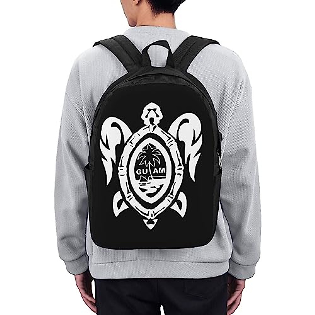 ZEYUANKA Guam Seal In A Tribal Turtle Backpack,Unisex Lightweight Travel Laptop Backpack 17 in Bookbag Daypack