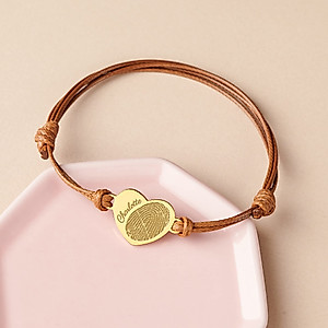 Centime Thumbprint Bracelet Memorial, Fingerprint Jewelry, Mom Jewelry Gifts, Memorial Gifts for Loss of Mom, Sympathy Gifts, 925 Sterling Silver, 18K Gold Plated