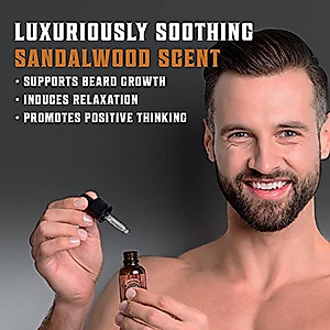 Viking Revolution Beard Oil Conditioner - All Natural Sandalwood Scent with Argan & Jojoba Oils - Softens & Strengthens Beards and Mustaches for Men (Sandalwood, 1 Pack)