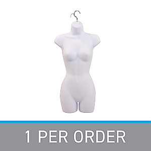SSWBasics Female Mannequin Torso - Fits Women’s Sizes 5-10 - Molded, Shatterproof & White