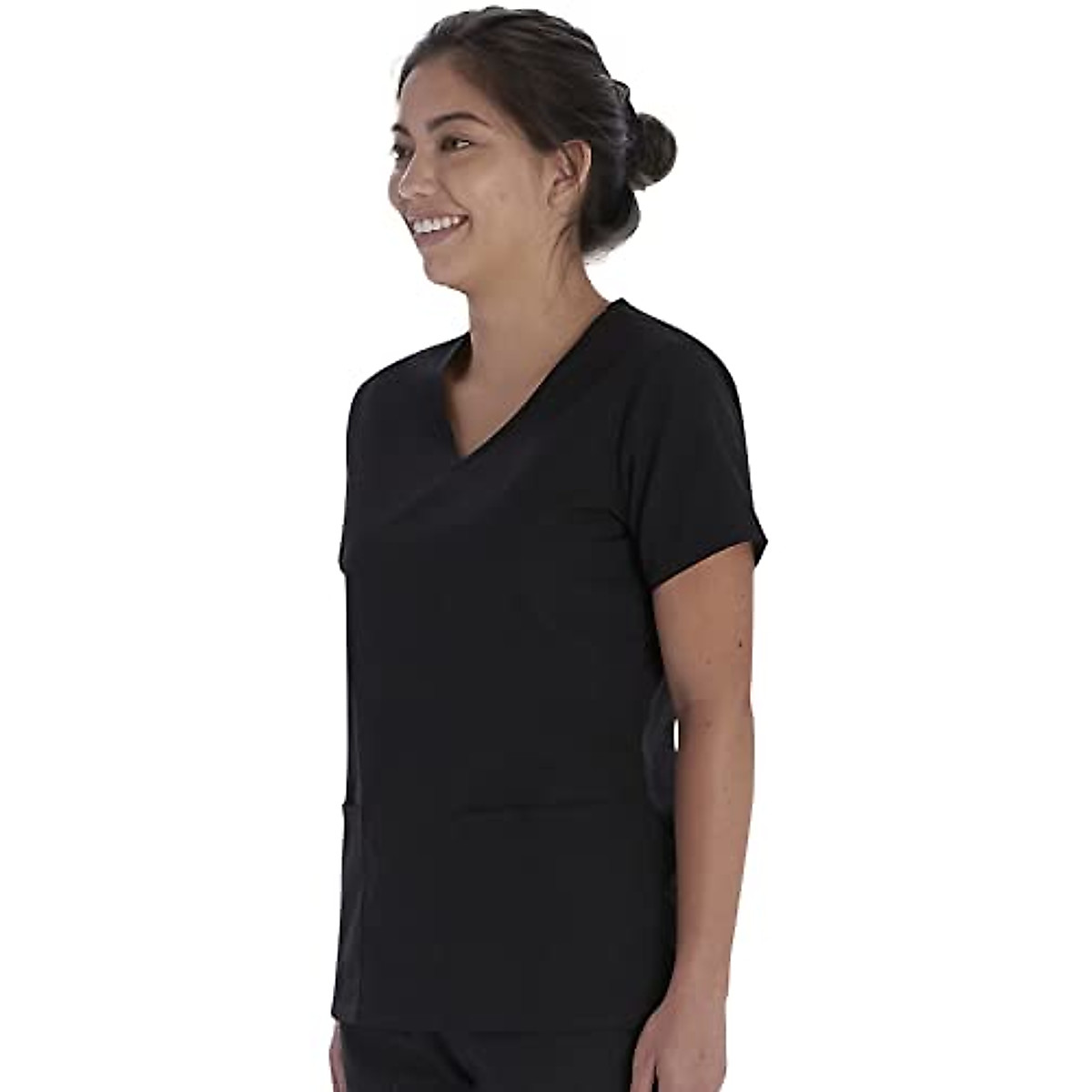 Vital Threads Womens Scrubs Set V-Neck Top & Drawstring Pant, VT514C, S, Black