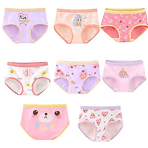 VORLAN Little Girls' soft and breathable Comfort Panty Briefs Toddler Undies, Cotton Bikini Underwear Multipacks (8 colour, L)