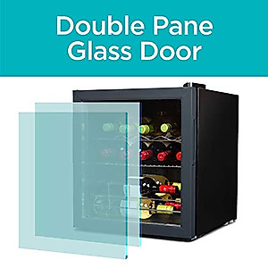 BLACK+DECKER Wine Fridge 14 Bottles, Wine Cooler Refrigerator with Compressor Cooling, Freestanding Wine Refrigerator with Chrome Shelving, BD61516