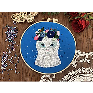 hi stone 4 Embroidery Sets for Beginners, DIY Adult Beginner Cross Stitch Kits, 4 Cross Stitch Kits, 2 Embroidery Hoops,Scissors,Needles,Needlepoint Kit for Adults