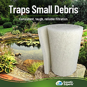 Classic Koi Pond Filter Pad FINE - White Bulk Roll Pond Filter Media, Ultra-Durable Pond Filters for Outdoor Ponds, Reusable Fish Pond Filter Material, USA, Aquatic Experts (3/4" - 1" x 12" x 72")